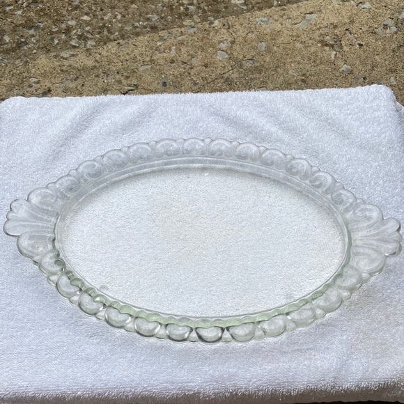 Accents | Vintage Glass Tray Crystal Clear Heavy Pressed Glass Ornate ...